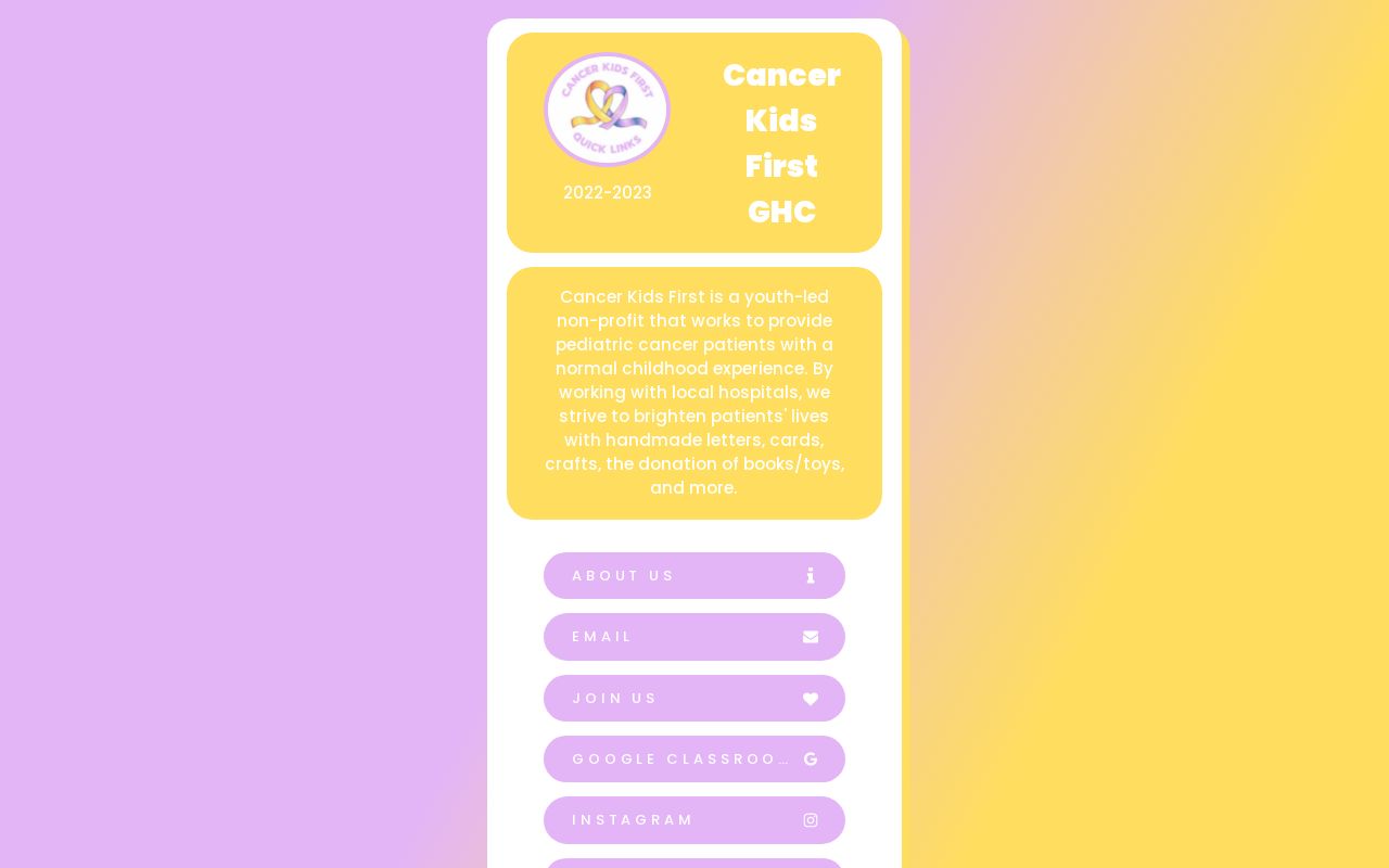 Cancer Kids First GHCHS